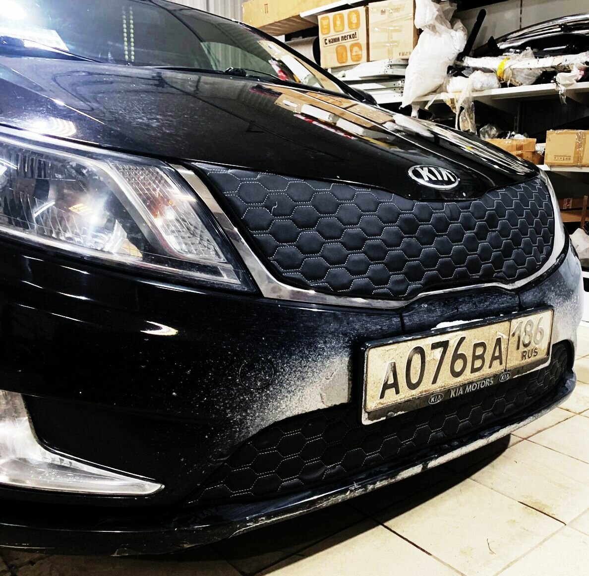 Утеплитель радиатора Экономия топлива Kia Rio Киа Рио (2011- 2015) Комплект Соты