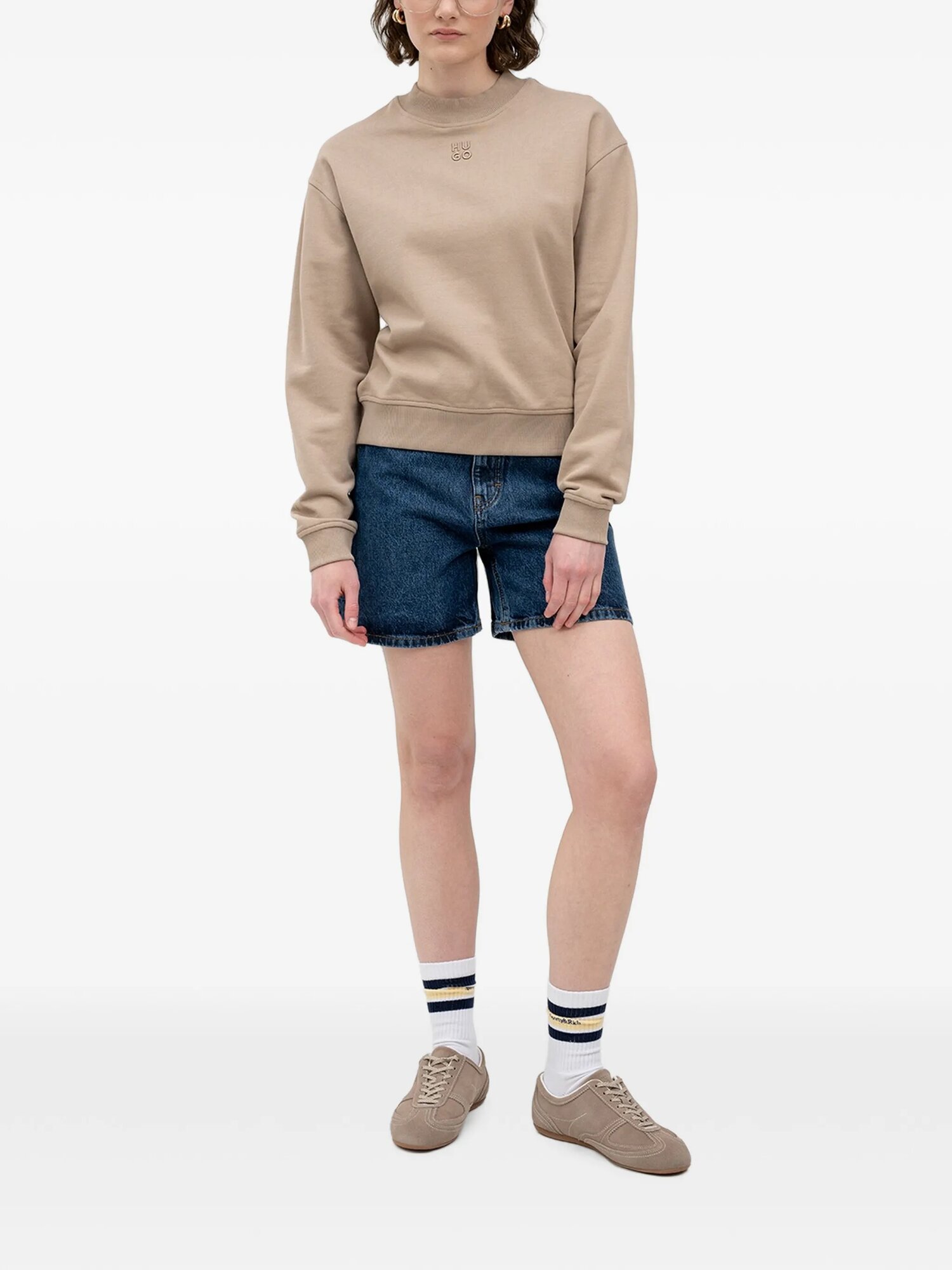 Свитер HUGO Logo-embroidered mock-neck sweater, размер 34, , разноцветный — фото 1