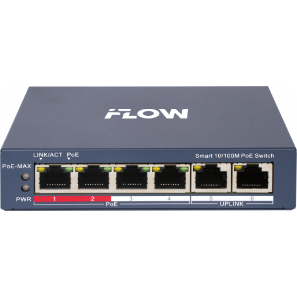 Коммутатор iFLOW "F-SW-EM206POE-VM/L", 6 портов, web-интерфейс