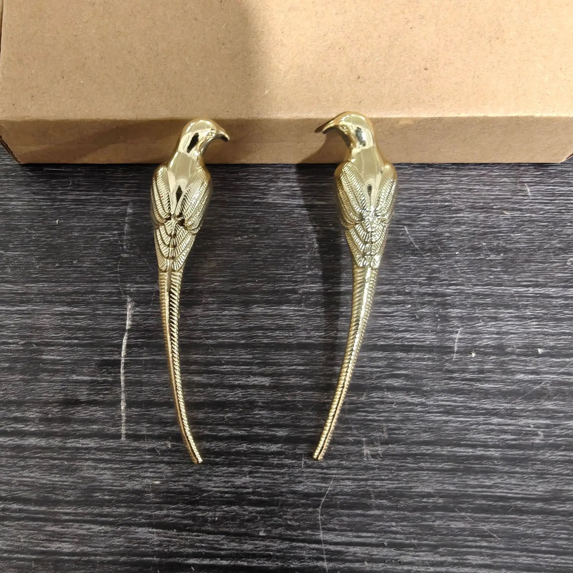 Ручки для шкафов YUTOKO латунные птички «Удача» A Pair