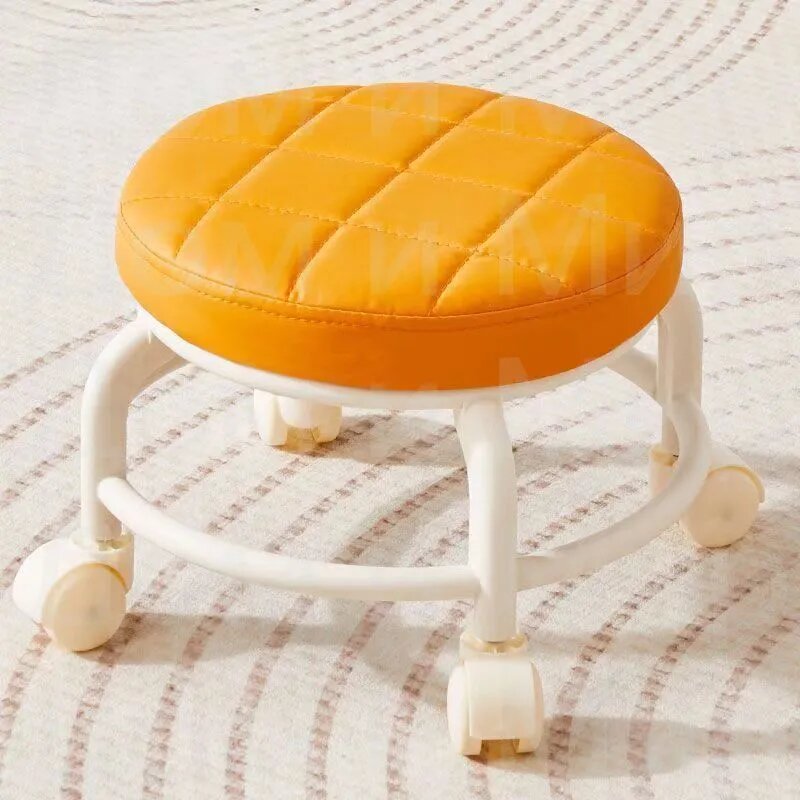 Табурет для дома, оранжевый, круглый, 25.5x20x25.5 см, 450 г, с колесиками