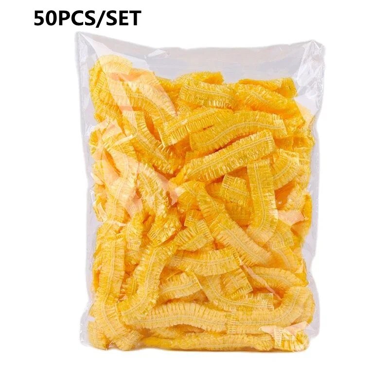 Одноразовые прозрачные шапочки для душа 50PCS-Yellow