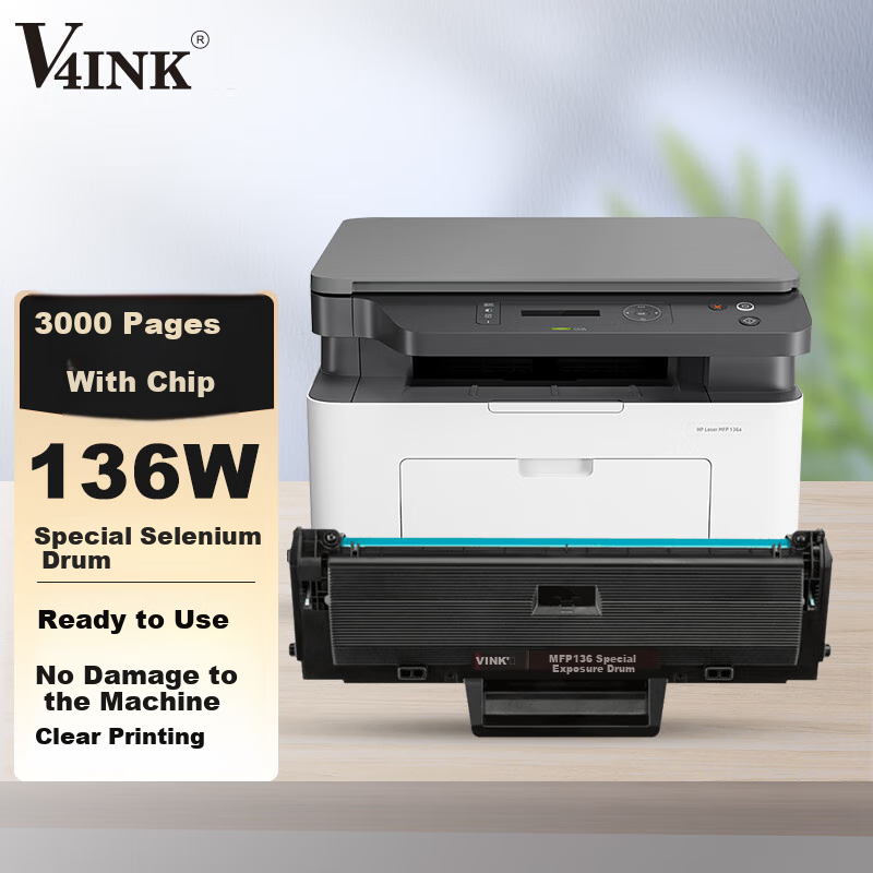 Картридж V4INK 136w высокой емкости для принтеров HP 136a 136nw 108a Цвет：Высокопроизводительный картридж 136w для