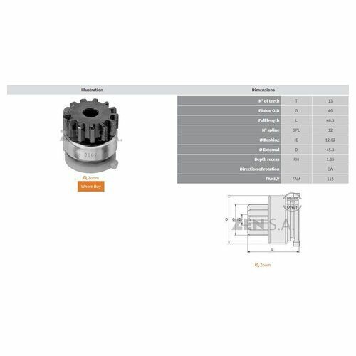 Бендикс стартера motorcraft ford: transit 2.5d 97- Zen 0907