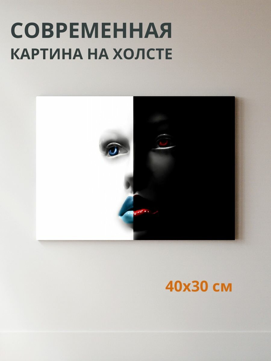 Картина на холсте Абстрактное лицо 40x30 см