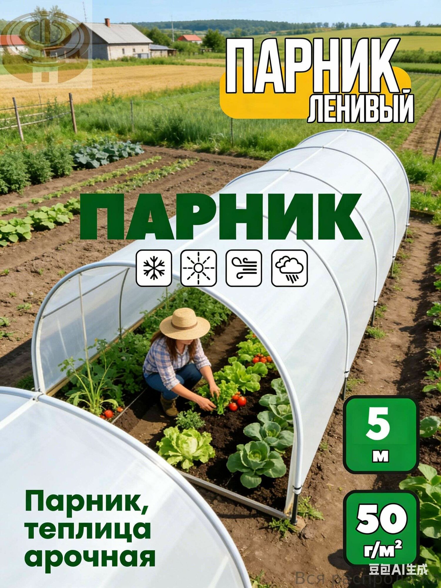 Парник, теплица арочная Парник ленивый арочный 5х2х1м, Пластик