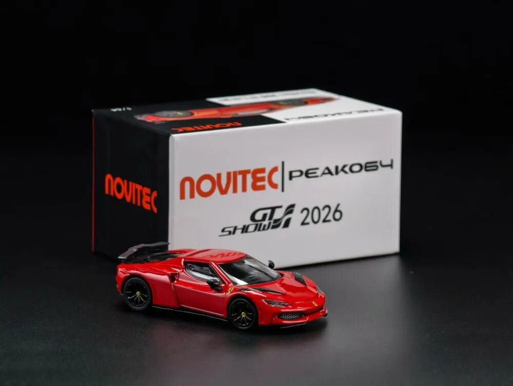 Модель Peako 1/64 Novitec Ferrari 296 N largo Widebody, лимитированная серия GTshow 2026, композитная модель (металл/пластик)