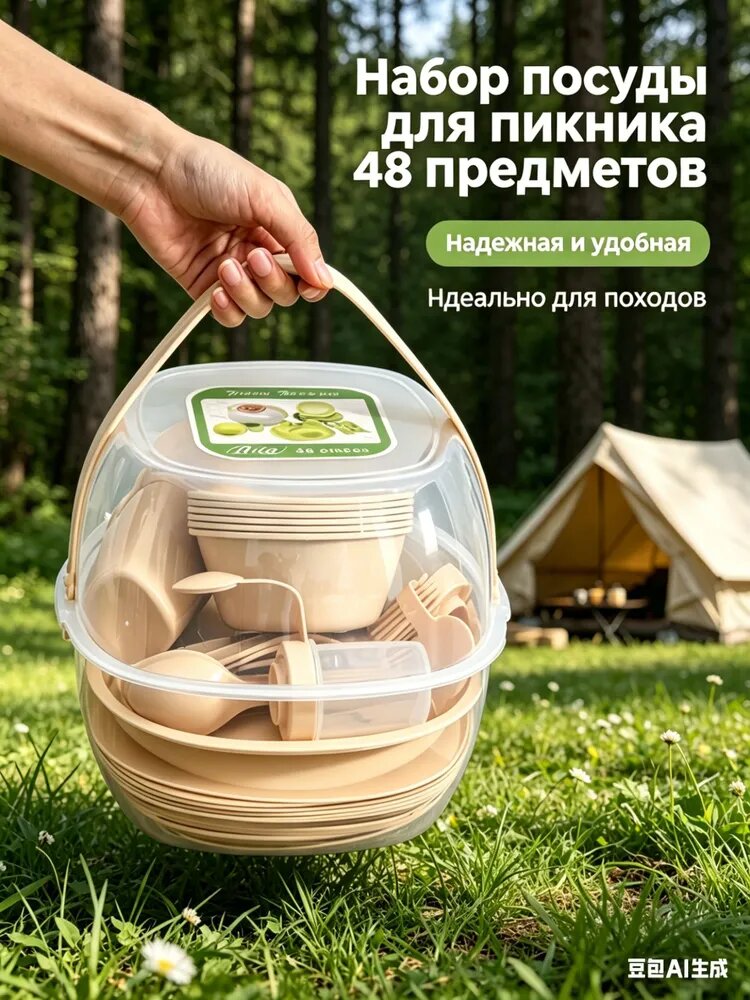 Набор для пикника подарочный, на 6 персон 48 предмет