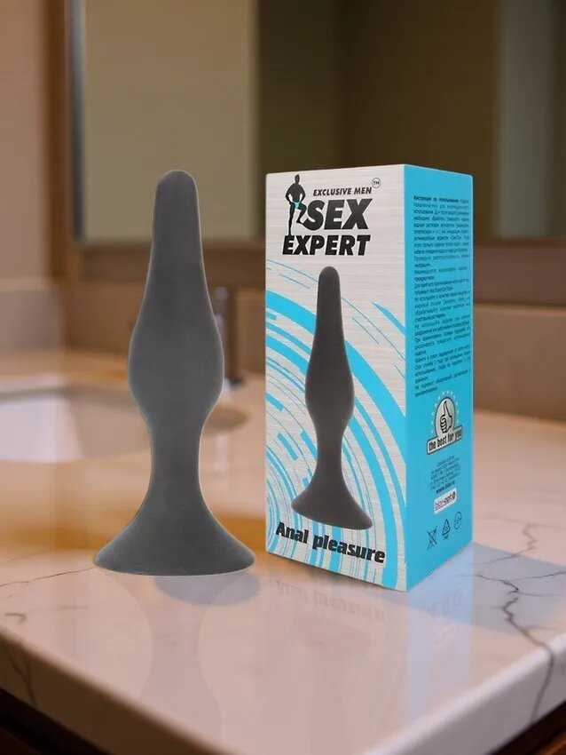 Анальная пробка SexExpert "Anal Pleasure", силикон, влагостойкая, чёрный