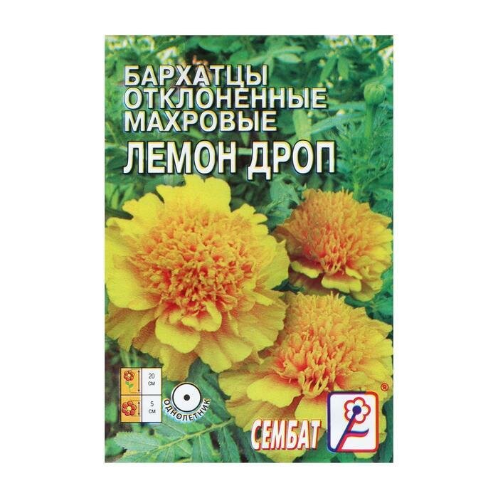 Семена цветов Бархатцы отклоненные 'Лемон Дроп', махровые, 0,2 г