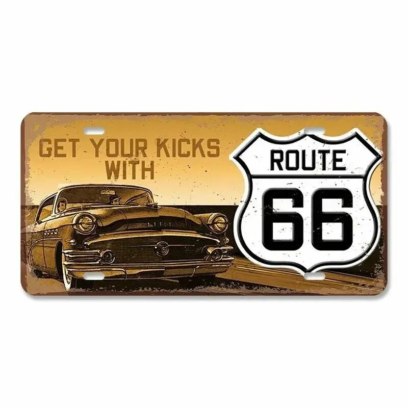 Винтажная металлическая табличка Route 66, декоративная пластина для стен гаража, бара, мотоклуба.
