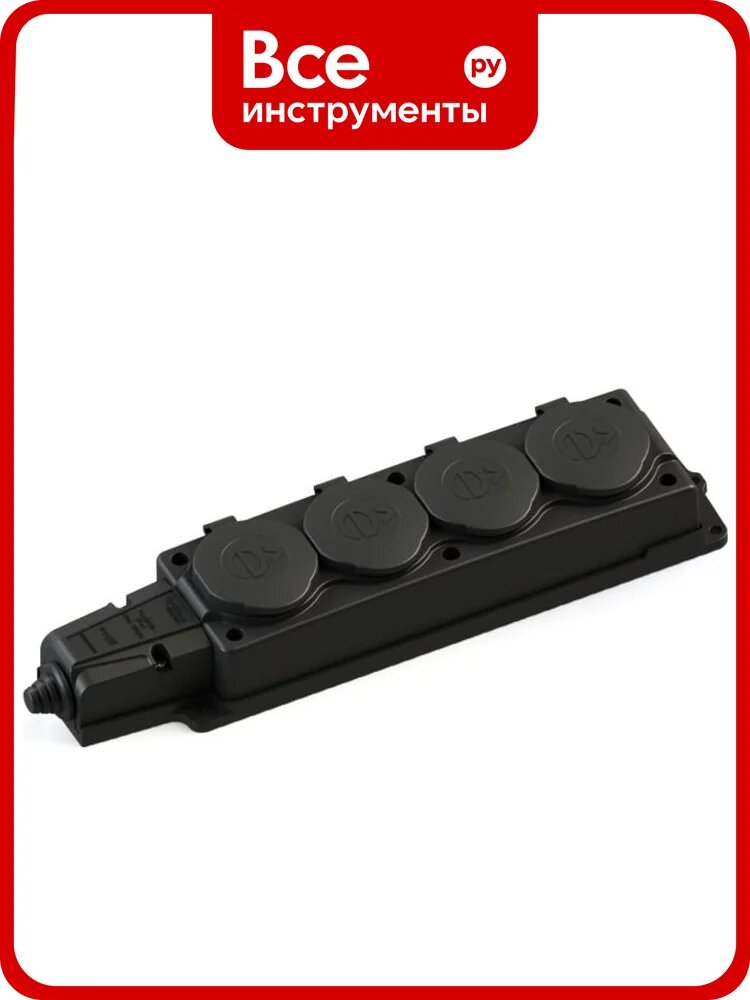 Колодка, Systeme, удлинителя Systeme Electric 4-м MultiSet 16А 250В IP44 с заземл. каучук черн.
