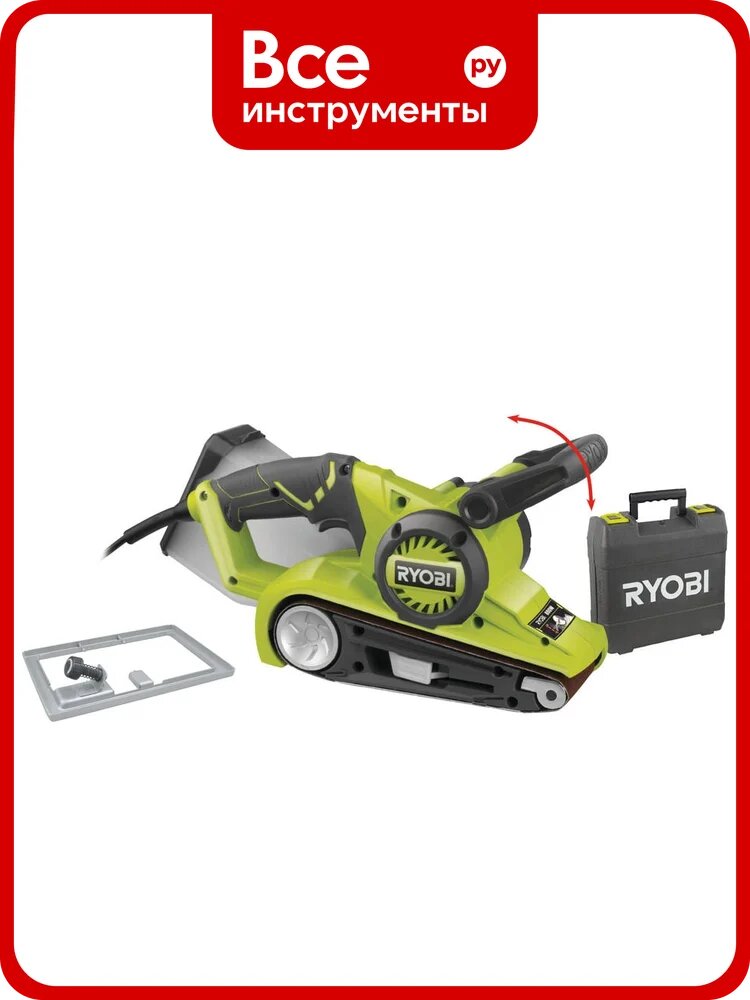 Ленточная шлифмашина Ryobi EBS800V, из древесины, щеточный двигатель, встроенный пылеотвод, регулировка оборотов