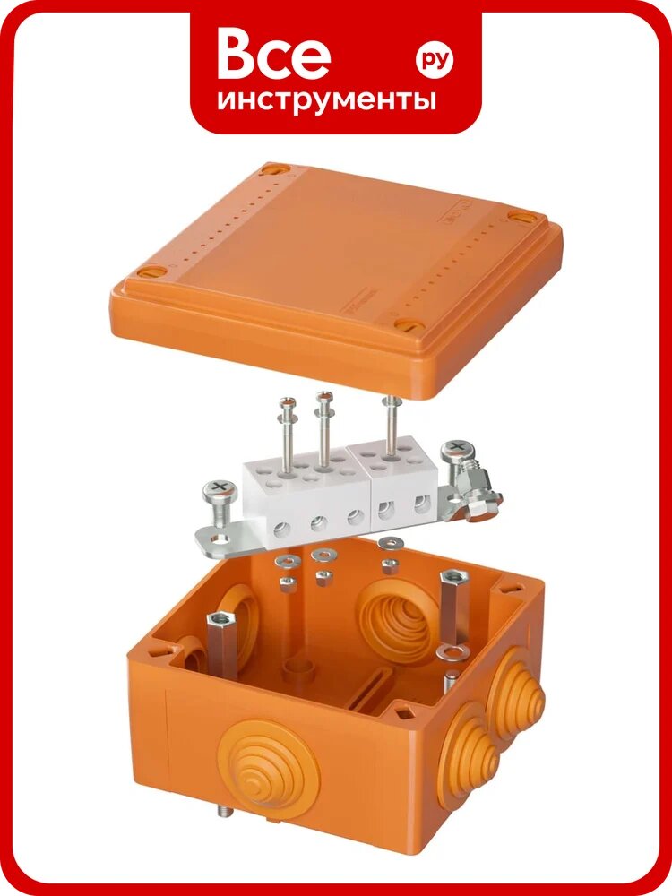 Коробка пластиковая DKC FS с кабельными вводами и клеммниками, IP55, наружный монтаж, оранжевый цвет