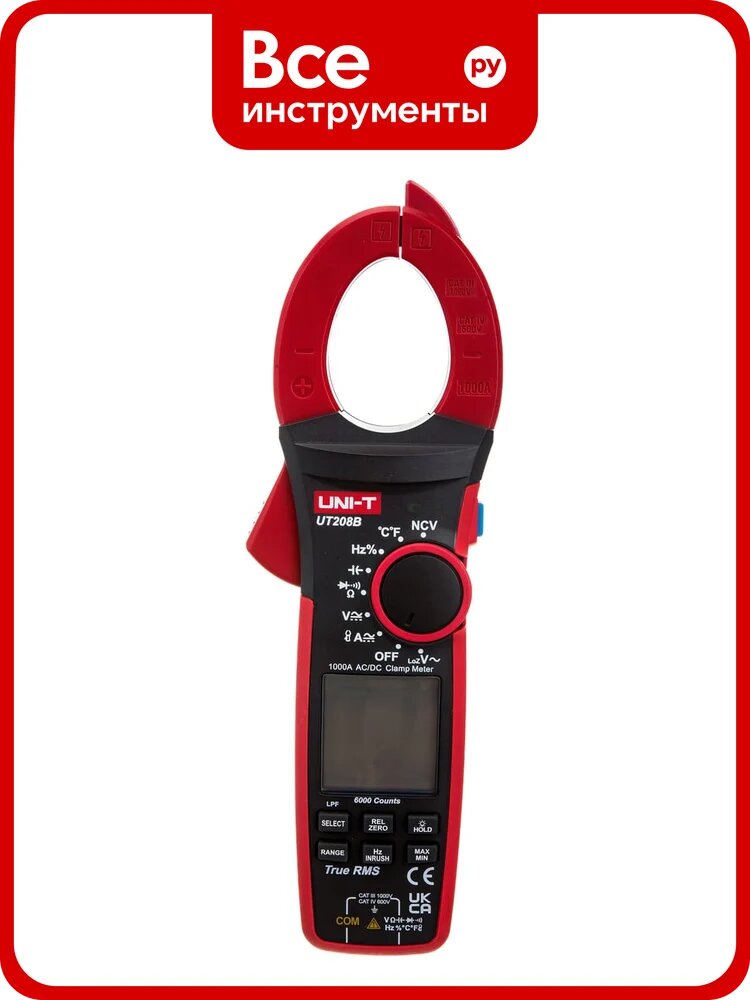 Токоизмерительные цифровые клещи UNI-T UT208B TrueRMS, AC/DC, 1000A, 00-00004257