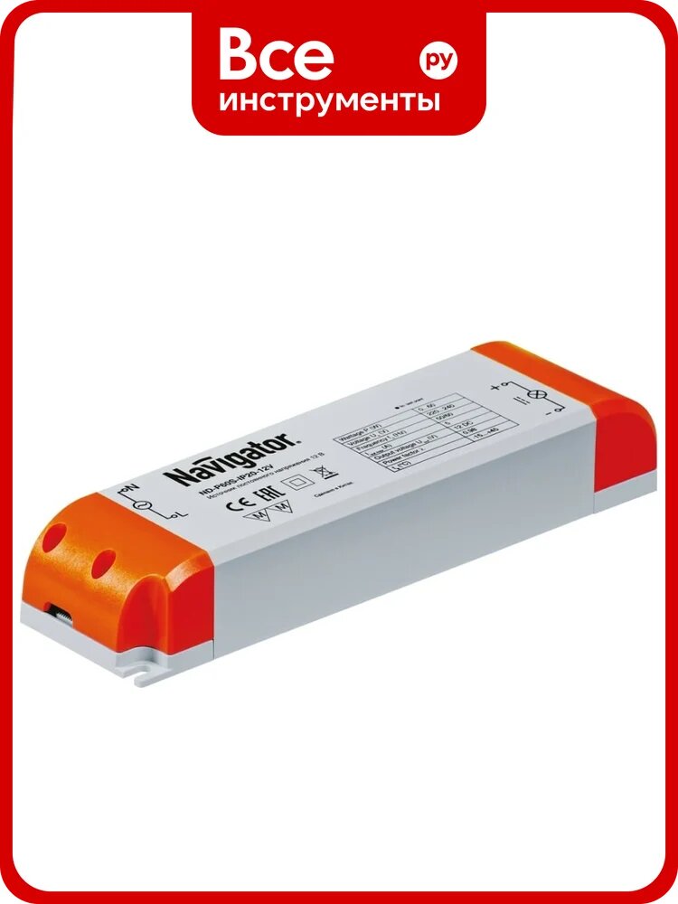 Драйвер Navigator ND-P60S-IP20-12V 94679 для светодиодных панелей постоянного напряжения с защитой IP20 от пыли и влаги