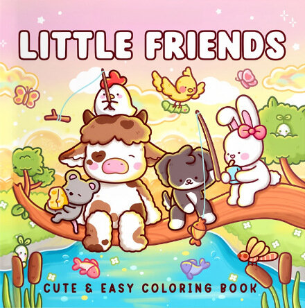 Little Cuddles LITTLE FRIENDS Coloring Book for Adults and Teens, Cute Animal Designs, Creative Relaxation Activity,