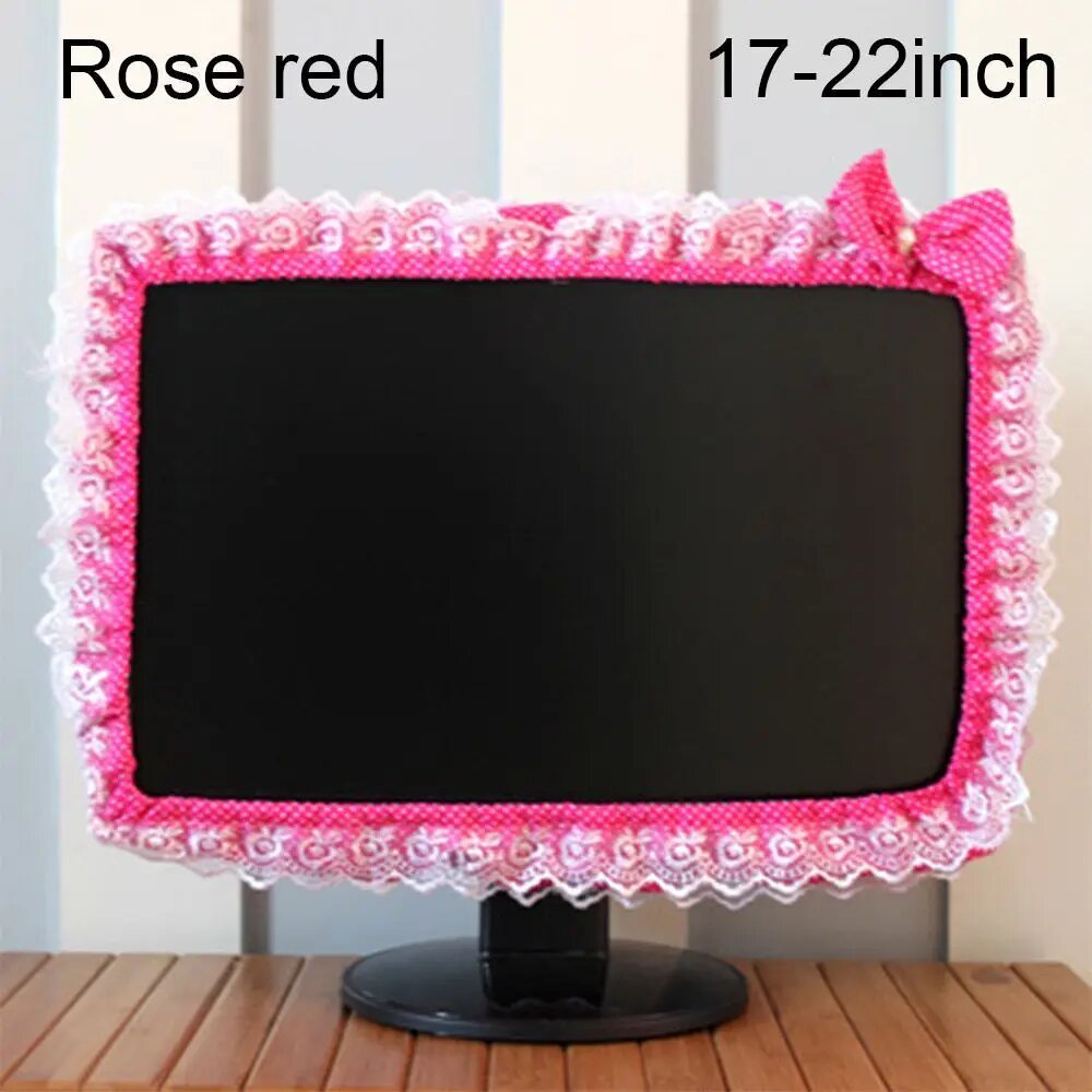 Кружевной чехол для монитора Розовый, Rose red 17-22inch