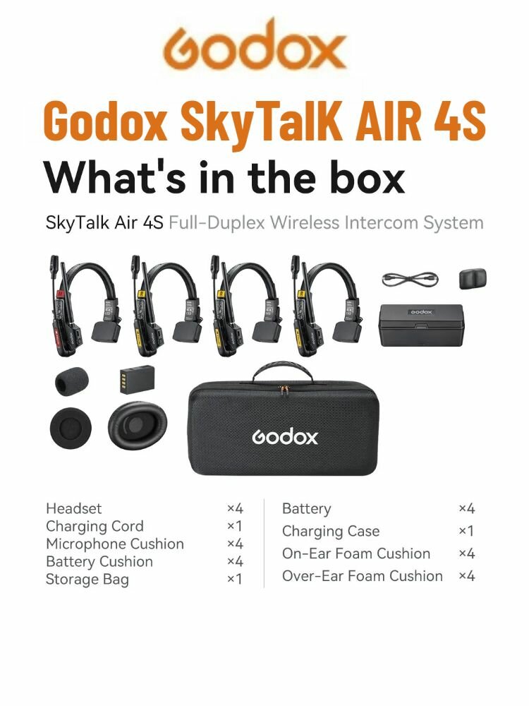 Godox SKYTALK AIR 4S Гарнитура для вызова, беспроводная портативная рация director, вызов 2.4G