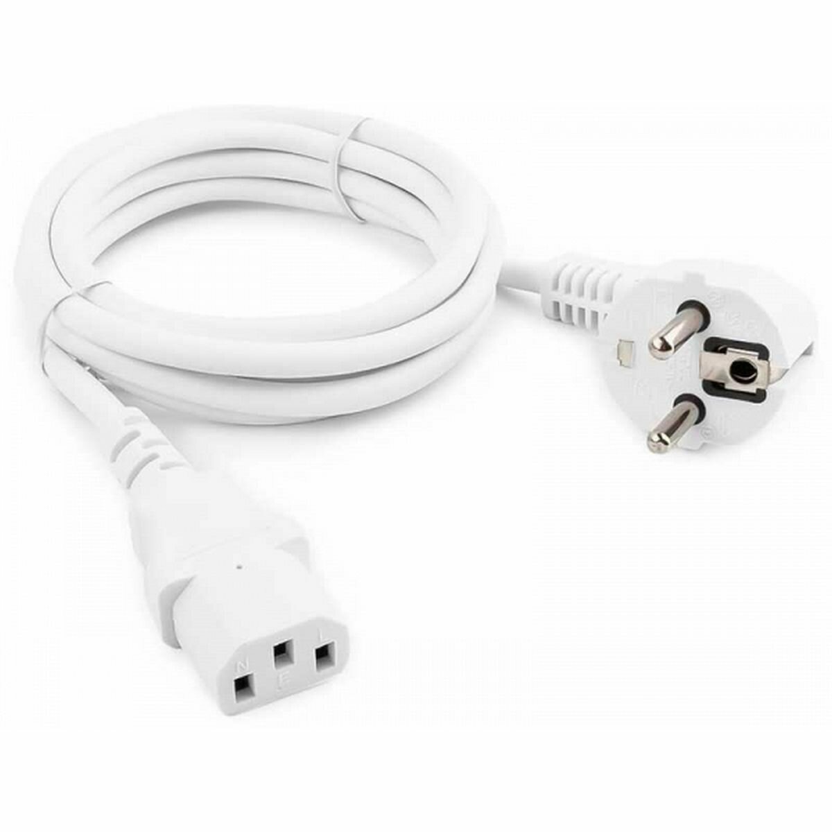 Кабель питания Cablexpert PC-186-1-3 белый, 1.8м, Schuko(S22) - C13, сечение провода 3x1кв. мм, с заземлением, без индивидуальной упаковки (сборка)