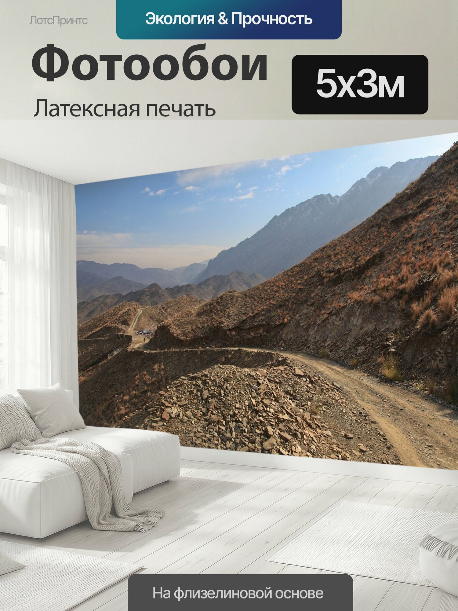 Фотообои моющиеся ударопрочные "Афганистан, дистанционный пульт, дорога" 500x300 см. латексная печать