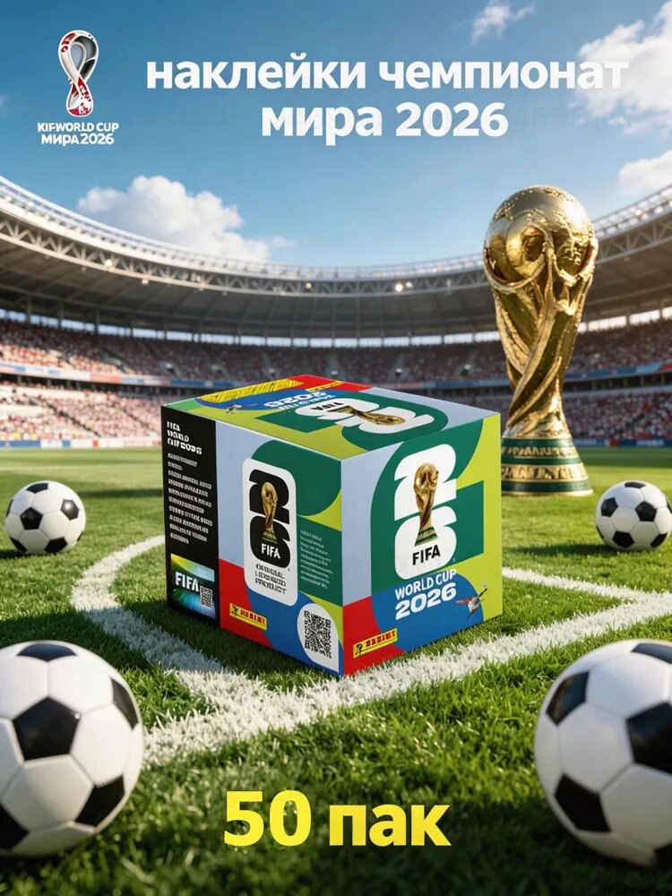 Набор наклеек WORLD CUP 2026/Чемпионат мира, 50 пак, классическое исполнение