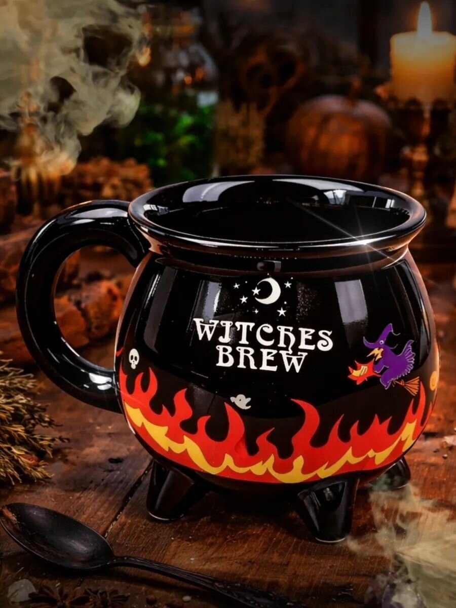 Керамическая черная кружка декоративная хамелеон Witches Brew Mug 340 мл