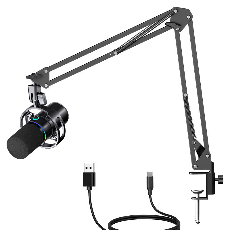 Микрофон для компьютера игровой и для стриминга с RGB-подсветкой проводной