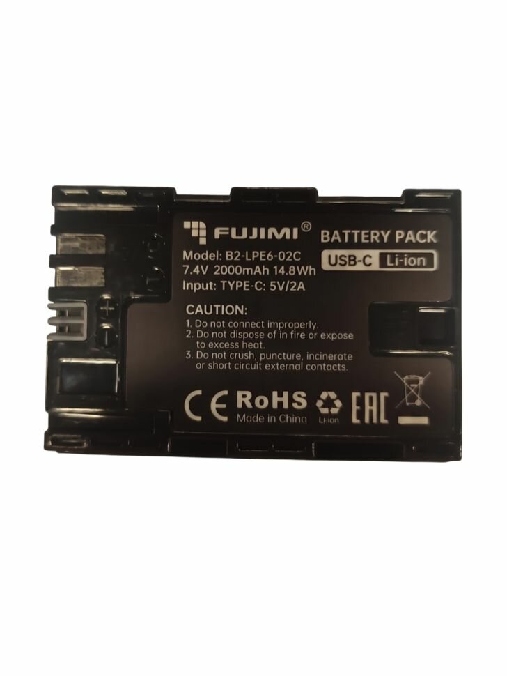 Fujimi FBTLP-E6 (2000 mAh) Аккумулятор с USB-C для CANON R5/R6 Mark III