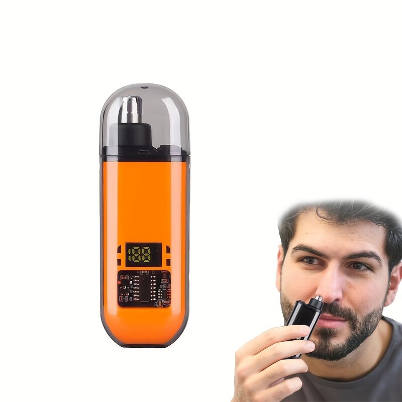 Портативный электрический триммер для носа и бровей, USB-перезаряжаемый, для удаления волос на лице, компактный дизайн, оранжевый