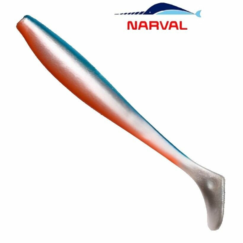 Приманка силиконовая Narval Choppy Tail 10cm цв. #001 Blue Back Shiner / Виброхвост для джига на судака, щуку / Силикон Нарвал Чопи Тейл