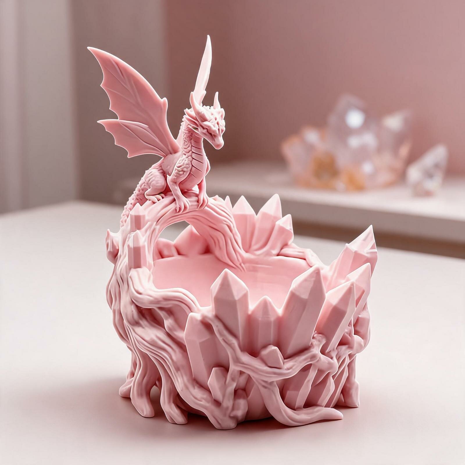 Пластиковая чаша для разных предметов в форме 3D дракона-розовый