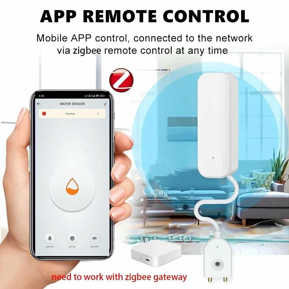 Датчик умного дома, датчик протечки воды zigbee — фото 1