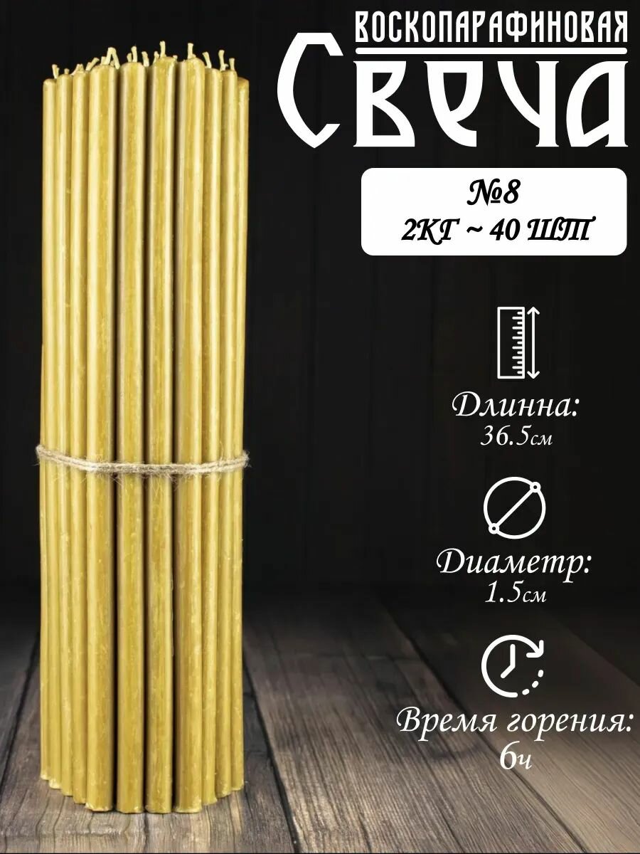 Свечи церковные №8 (воскопарафиновые)