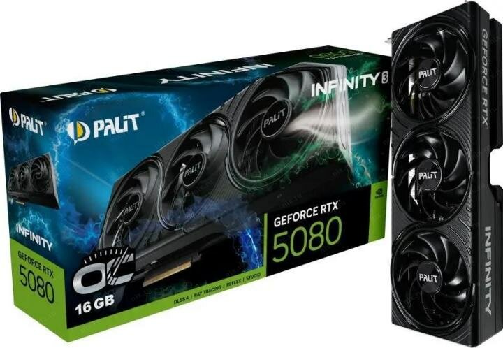 NE75080U19T2-GB2035S Видеокарта Palit PCI-E 5.0 PA-RTX5080 INFINITY 3 OC NVIDIA GeForce RTX 5080 16Gb 256bit GDDR7 2295