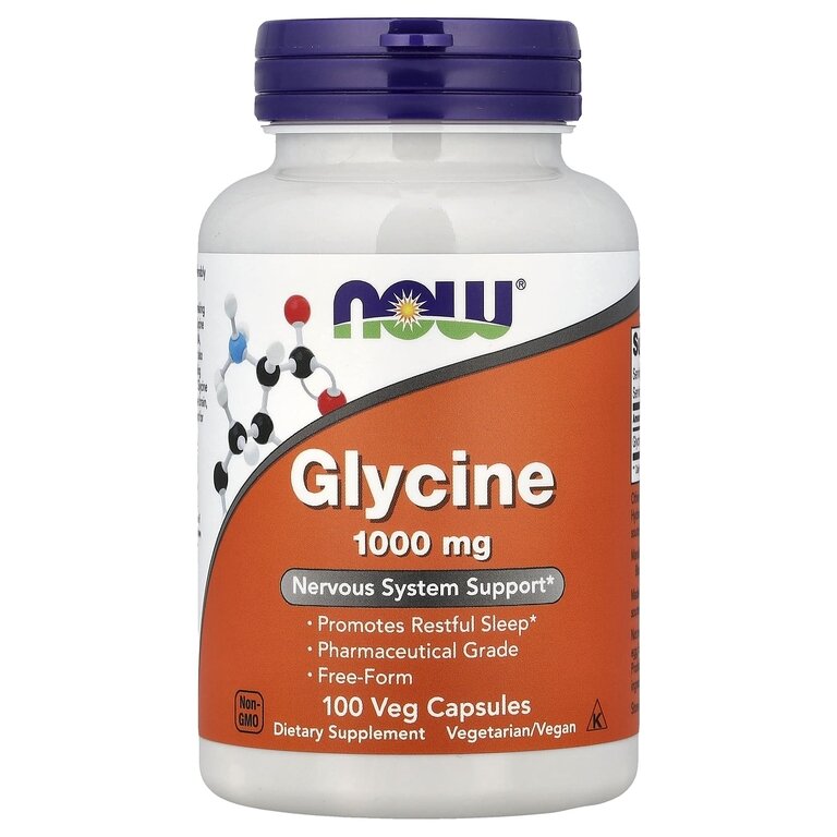 Glycine 1000 mg (Глицин 1000 мг) 100 вег капсул (Now Foods)_