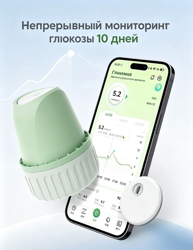 1 штНепрерывный CGM-монитор уровня глюкозы в крови AIDEX-X (Linx); доступен только для Android