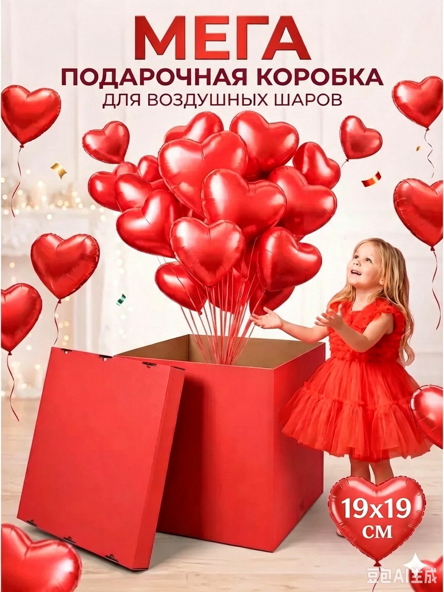 Коробка сюрприз для воздушных шаров, большая подарочная коробка, картонная, для дня рождения, праздника, 14 февраля