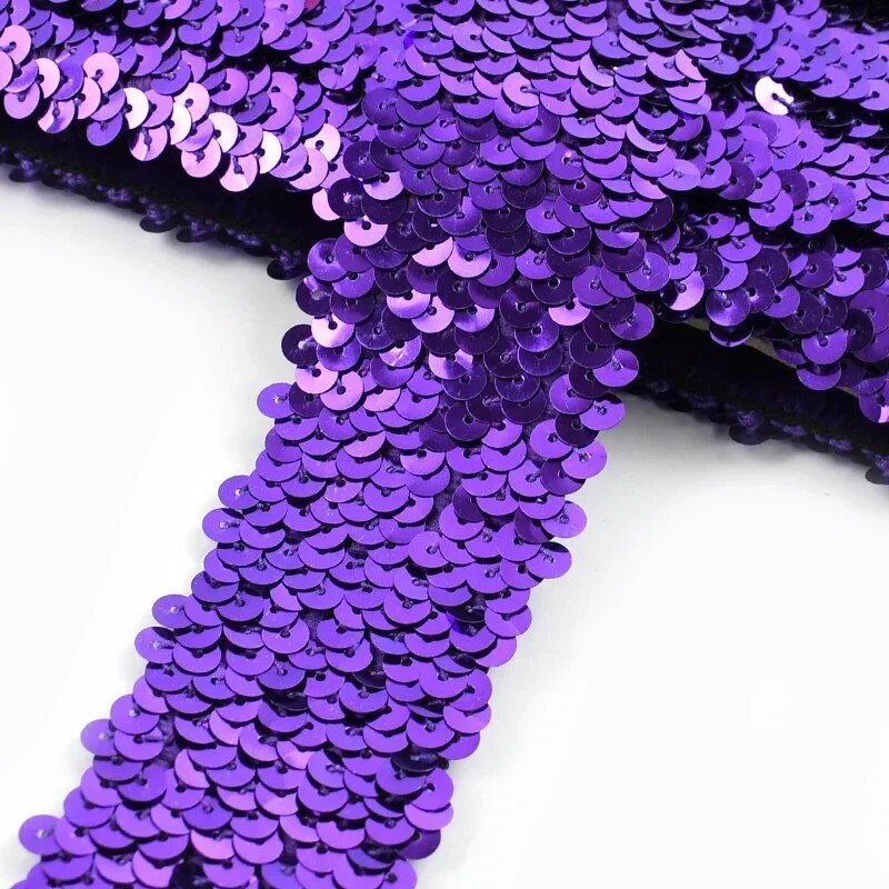 Резинки Meetee с пайетками 2/5 м, 45 мм DarkPurple, 2Meters