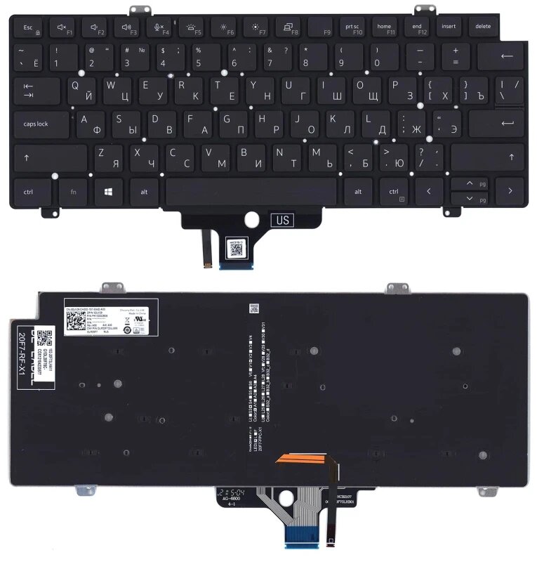 Клавиатура для ноутбука Dell Latitude 7520 9510 9520 черная с подсветкой