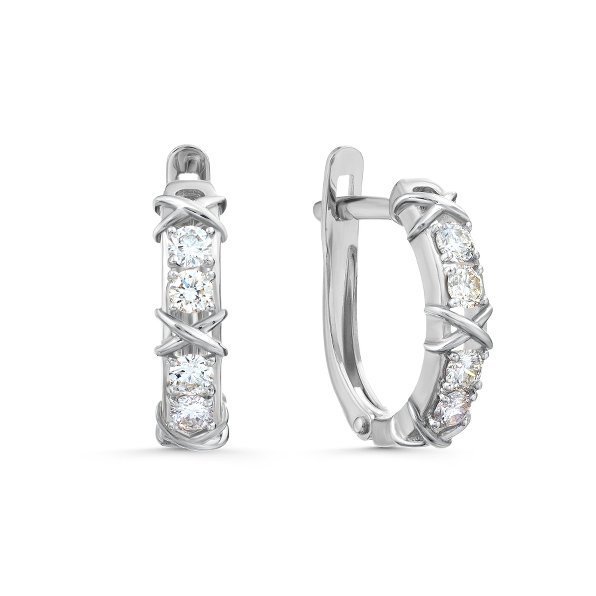 Серьги, белое золото, 585 проба, бриллиант