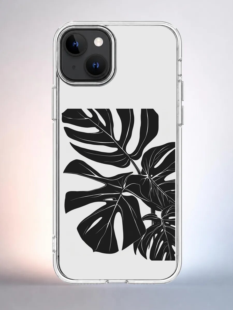 Чехол iPhone 13 монстера силуэт силиконовый