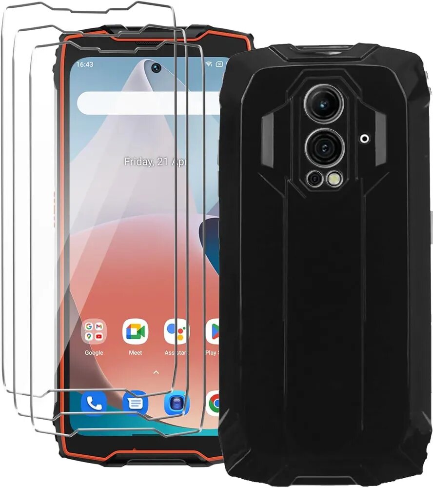 Чехол для Blackview BV9300 / Блэквью BV9300 с закаленным стеклом, прозрачный противоударный силиконовый защитный чехол, мягкий TPU чехол