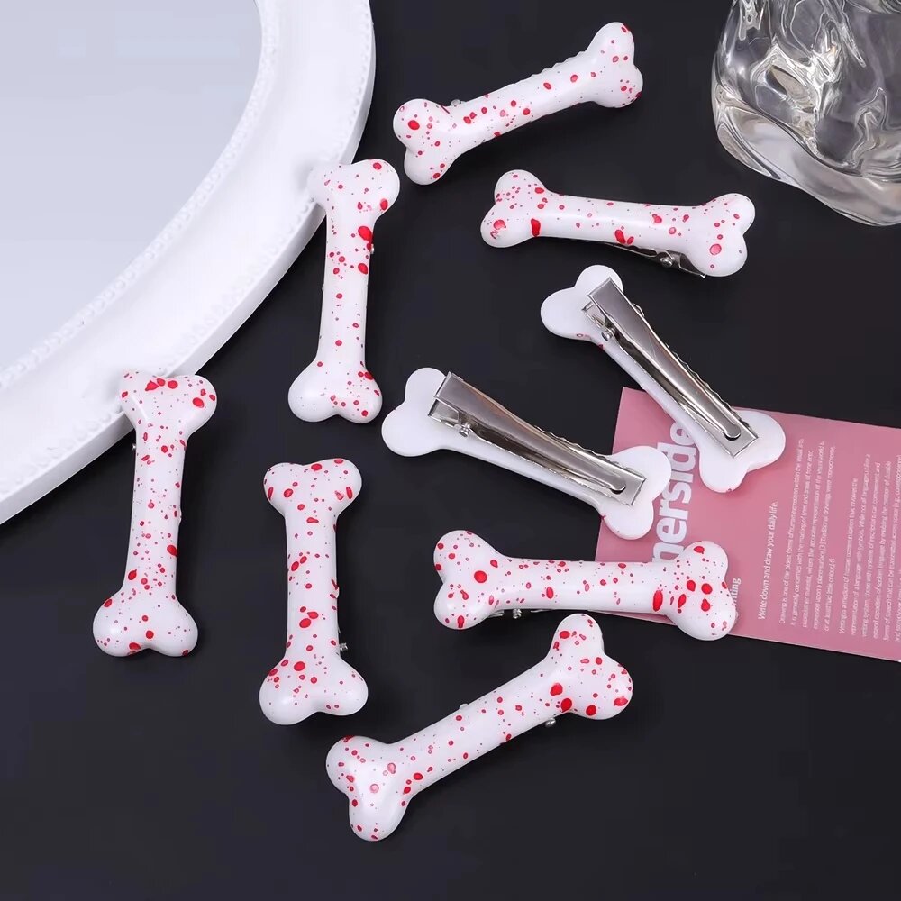 Белые заколки-косточки из полиуретана Розовый, White2