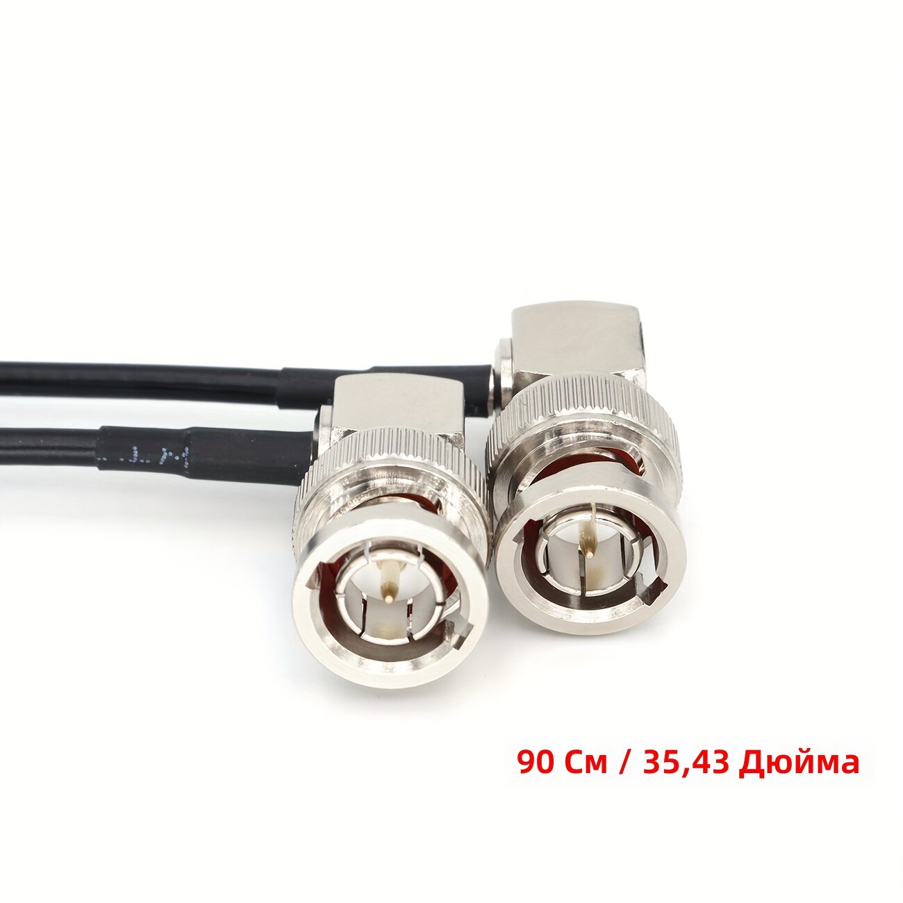 Коаксиальный видеокабель SDI BNC-BNC под прямым углом, 75 Ом, 3G-SDI, RG174, длина 90 см