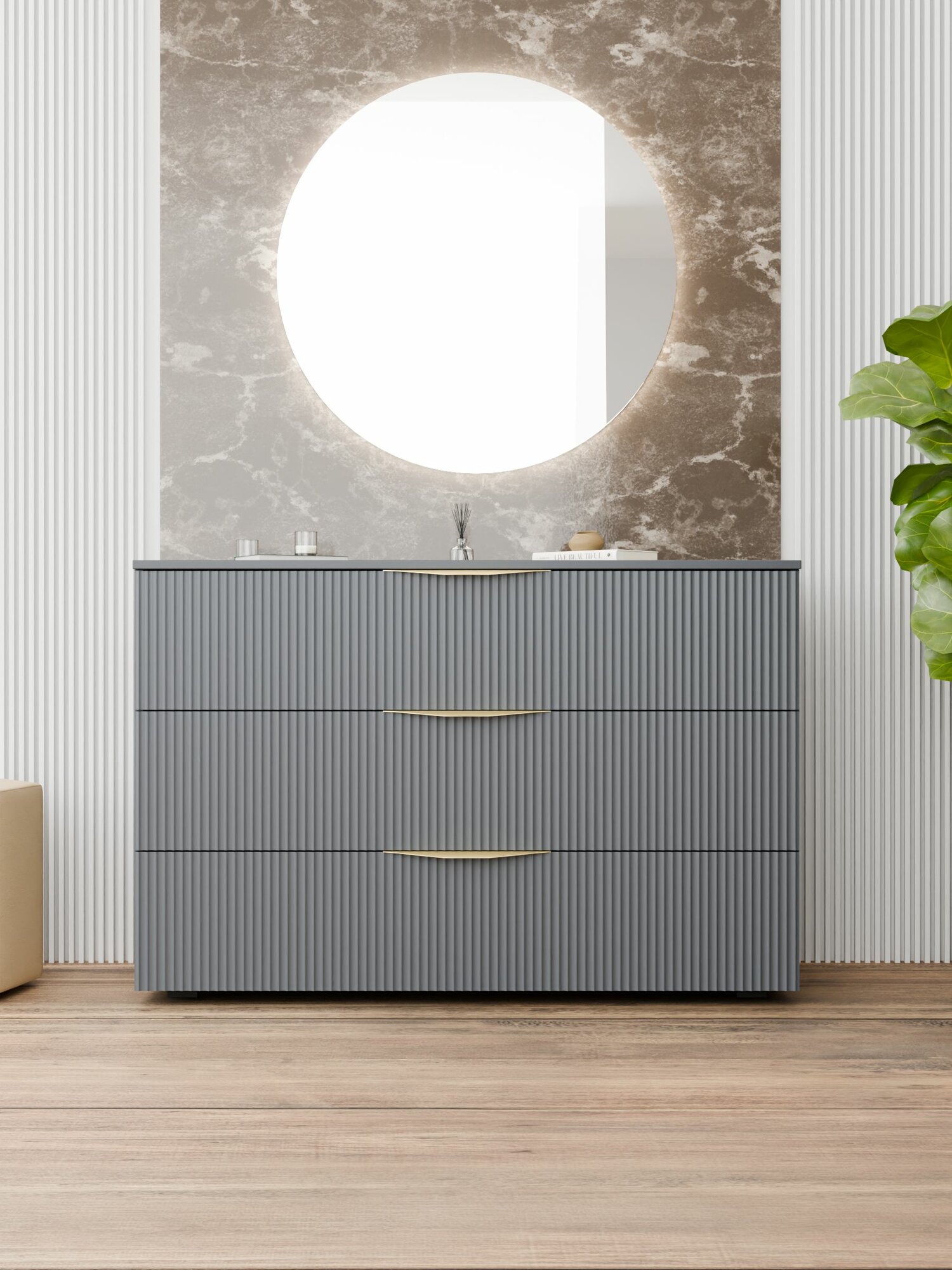 Комод для белья и одежды трио 3 ящика, 118х78.3х41 см