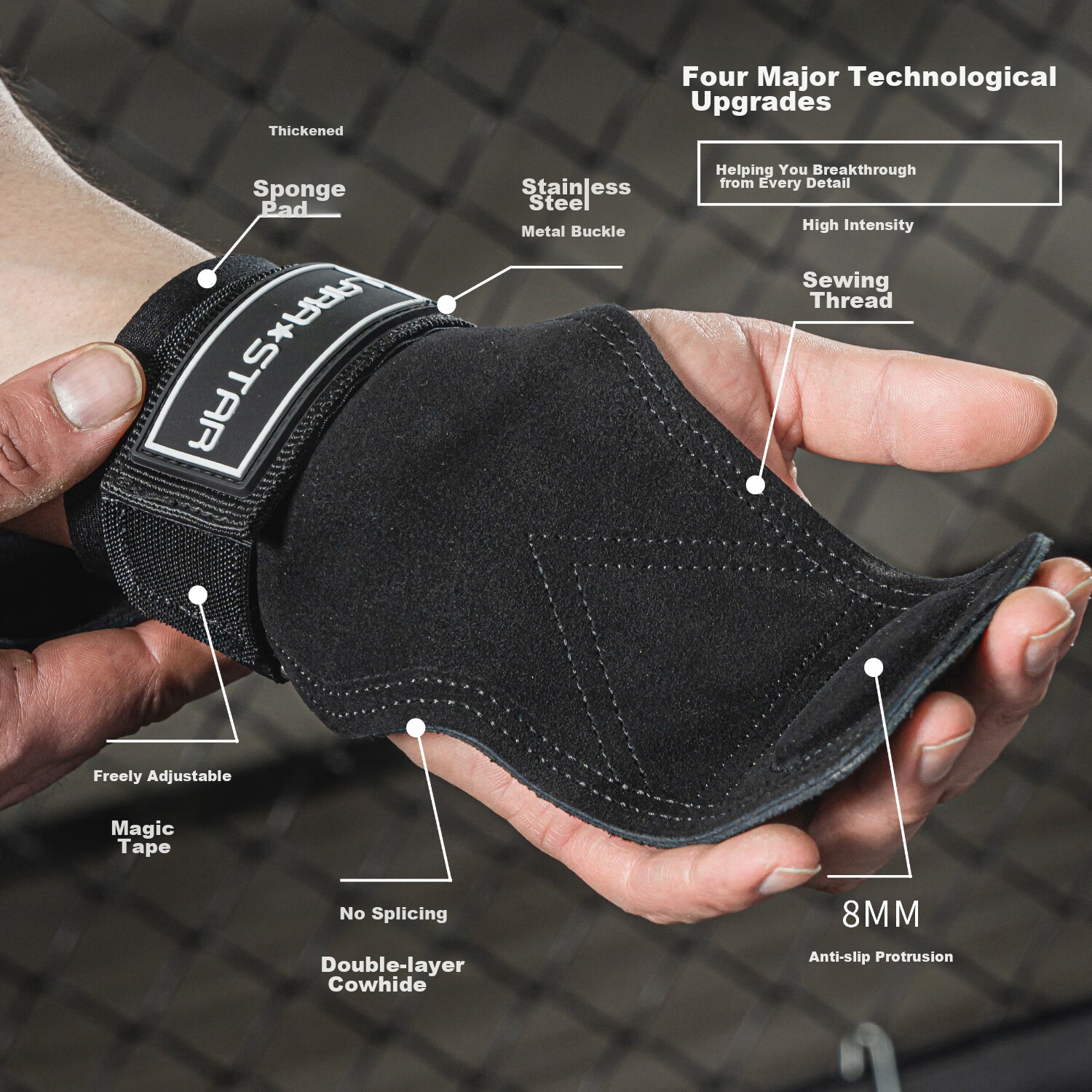 Laura Star Pull-Up Assist Band, Grip Band, Fitness Gloves, Chin-Up, Deadlift, Palm And Wrist Support, for Men And Women, Auxiliary, Black