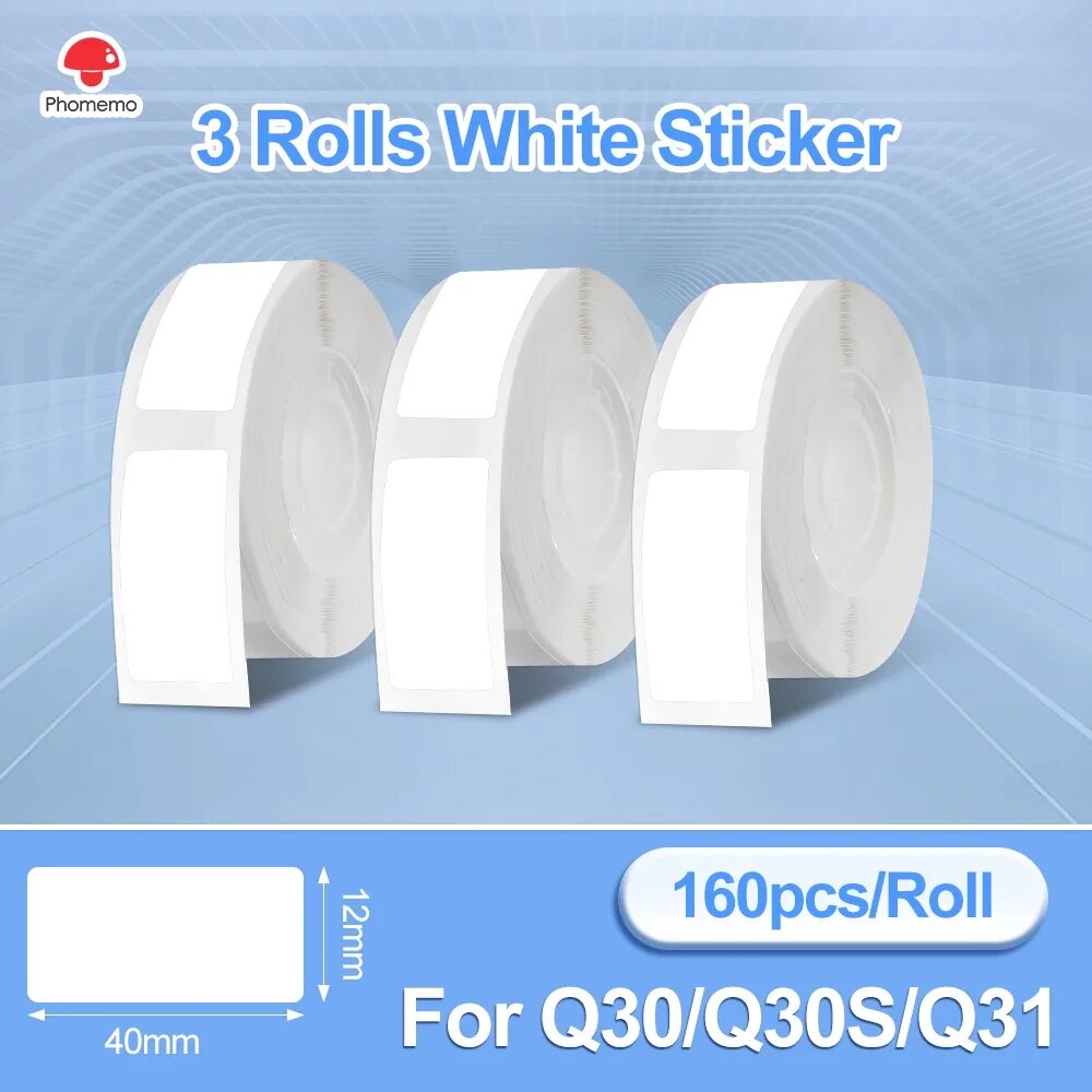 Phomemo Q30 Термопринтер для наклеек Белый, White Sticker 12x40