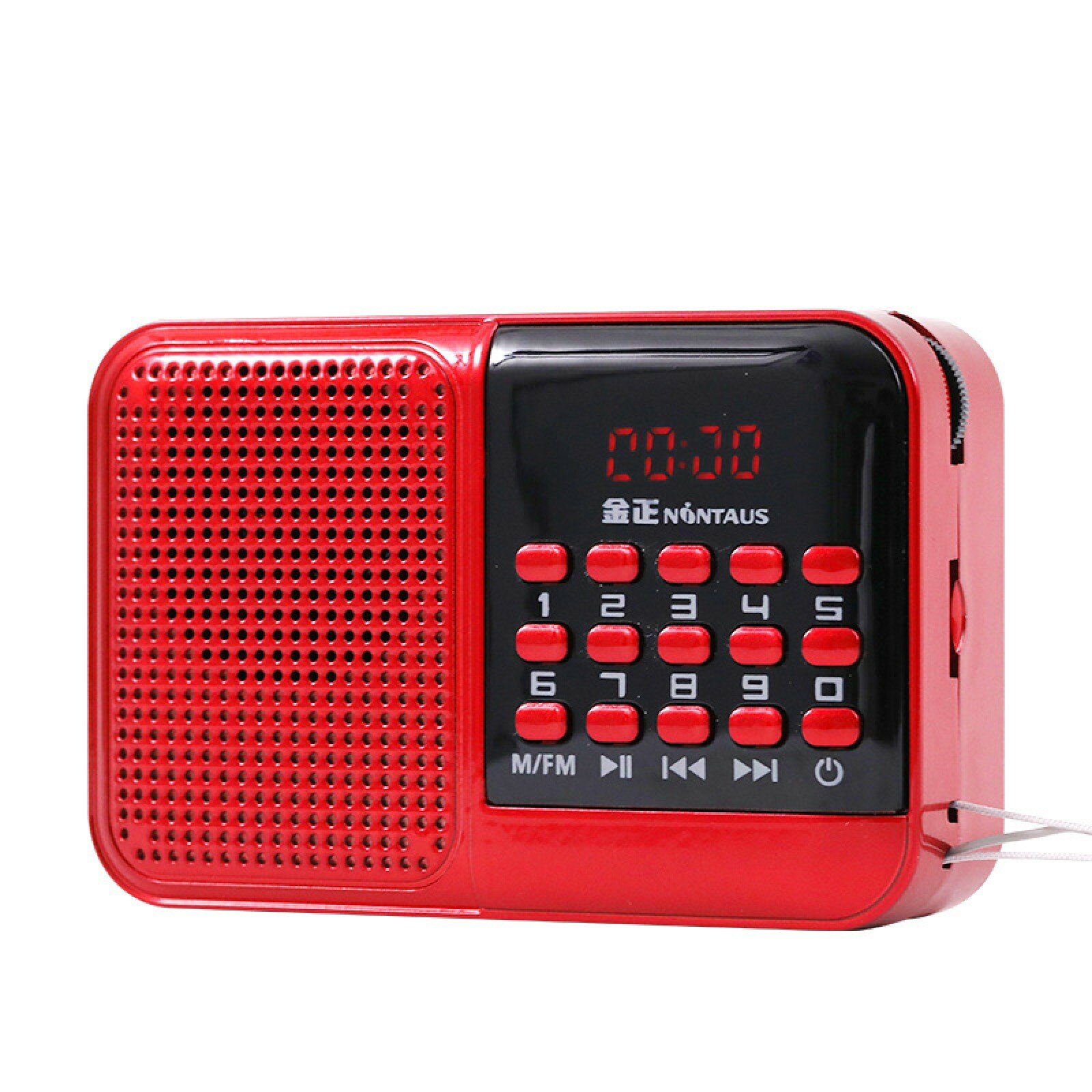Портативная колонка MyPads S61 в ретро стиле с FM-радио и цифровым дисплеем, красная