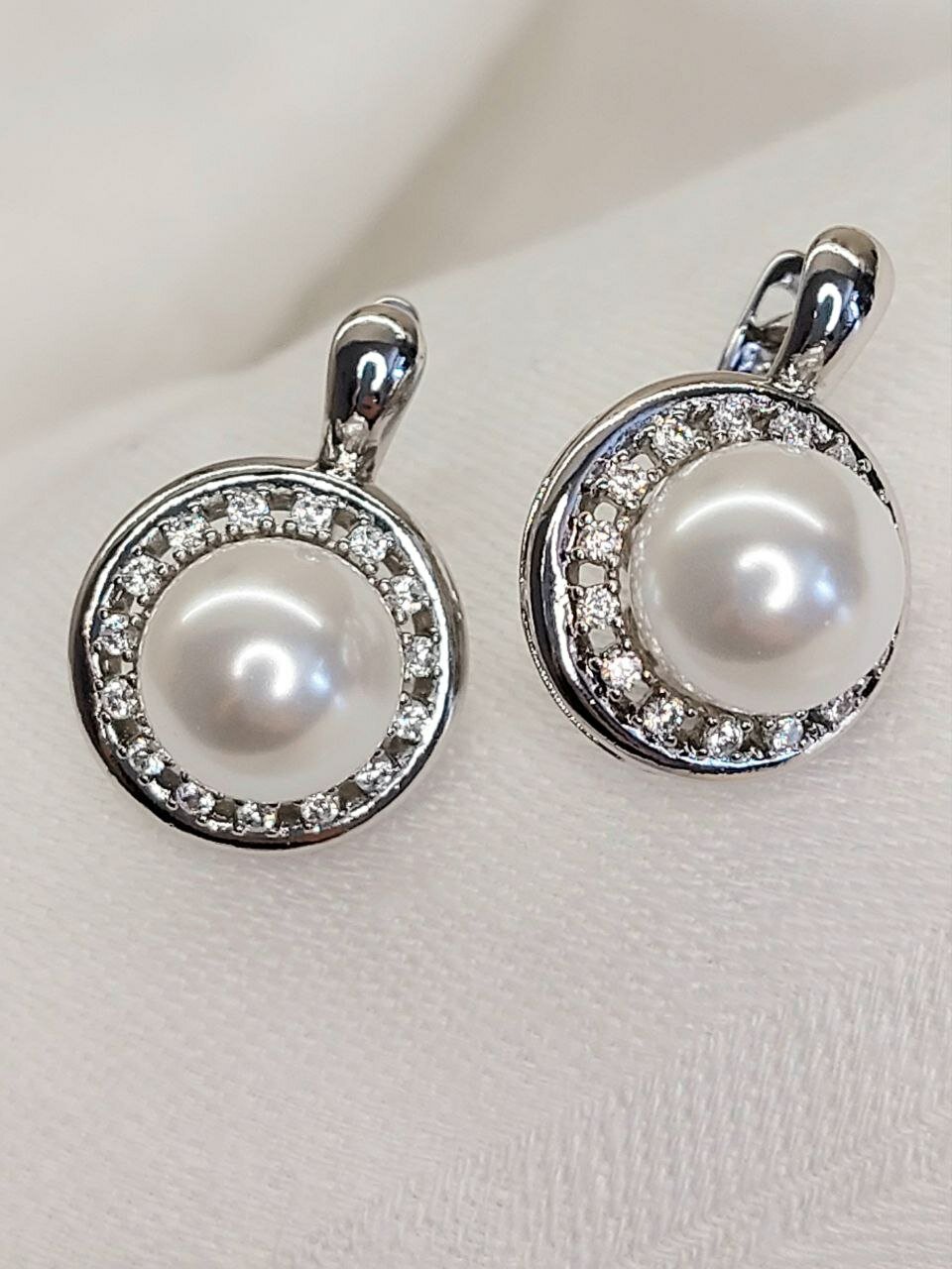 Серьги с подвесками, жемчуг имитация